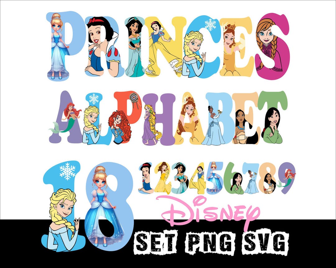 Princess Alphabet Letters Font 18 Bundle Princess Doodle Font Frozen ...