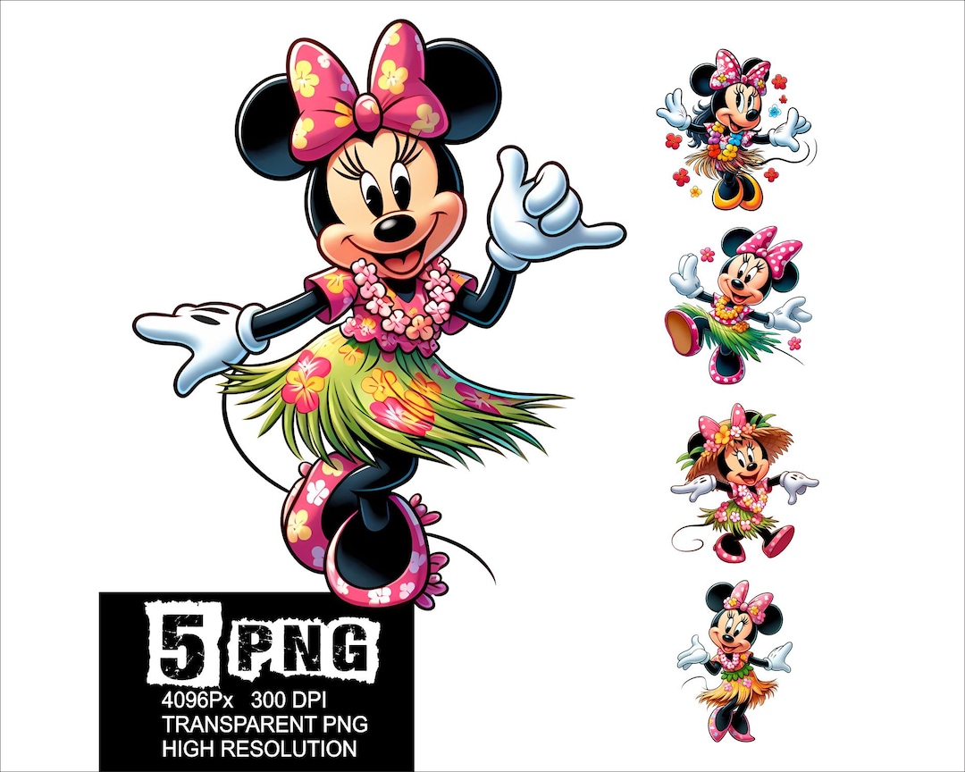 Minnie Hawaii Dancer Girl Design 5 PNG Minnie Clipart High Resolution ...