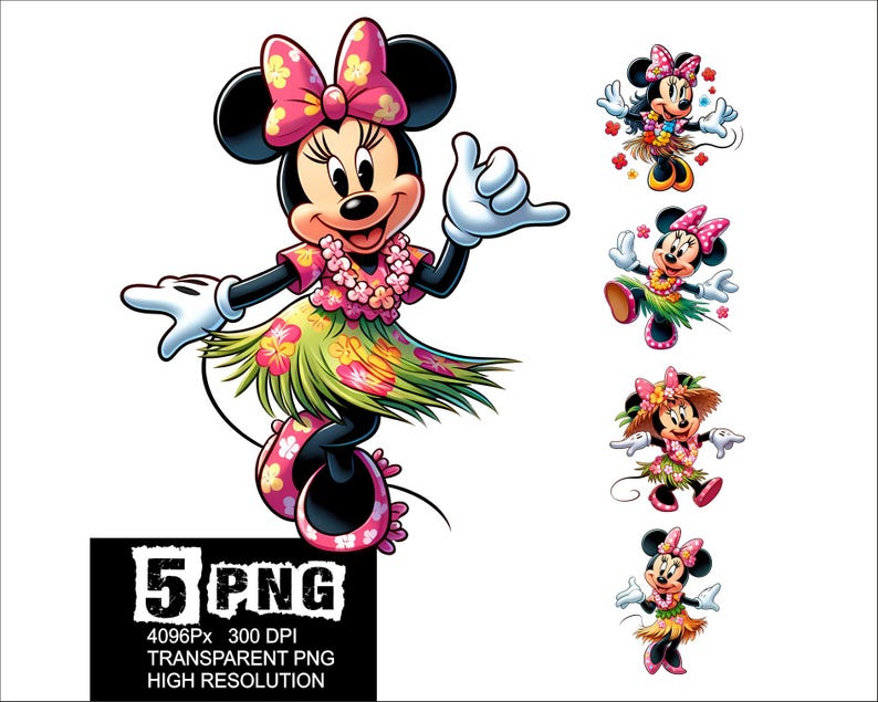 Minnie Hawaii Dancer Girl Design 5 PNG Minnie Clipart High Resolution ...