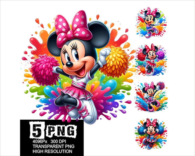 Minnie Cheer Girl Design 5 PNG Mouse Cheer Girl Splash High Resolution ...