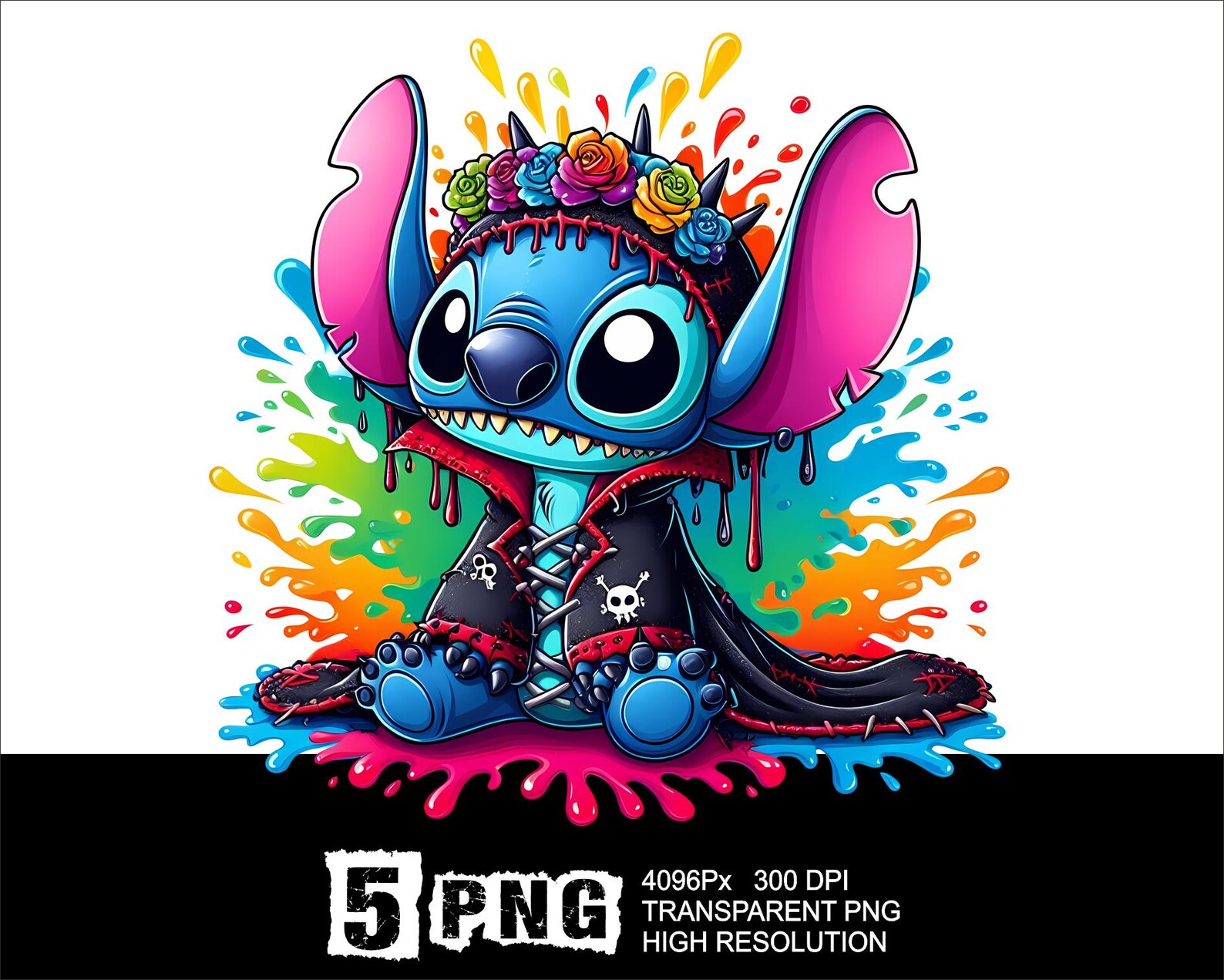 Stitch Gothic Design 5 PNG Dark Stitch Splash High Resolution Png ...