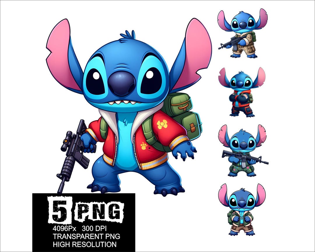 Soldier Stitch F-nite Gamer Design 5 PNG Stitch Clipart High Resolution ...
