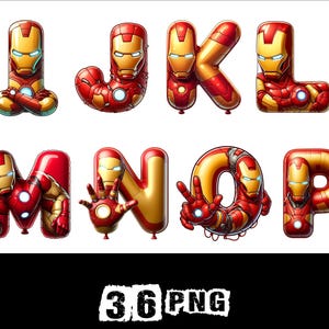 Cartoon Iron Hero Alphabet Png Design Iron Letters Png Font Party ...