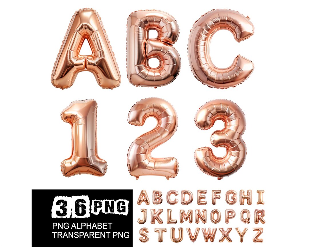 Party Balloon Alphabet Png Design Rose Gold Color Png Font Balloon ...