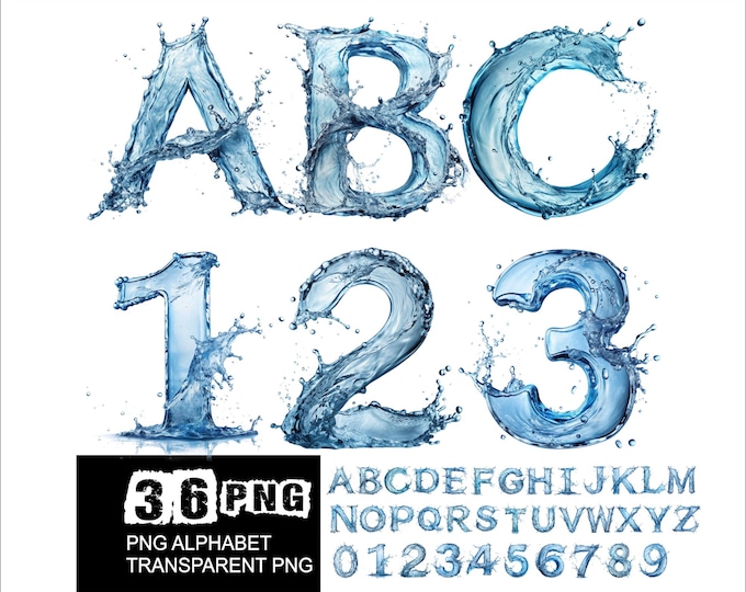 Water Alphabet Clipart, Water Splash Alphabet Vector Png Svg Eps Ai ...