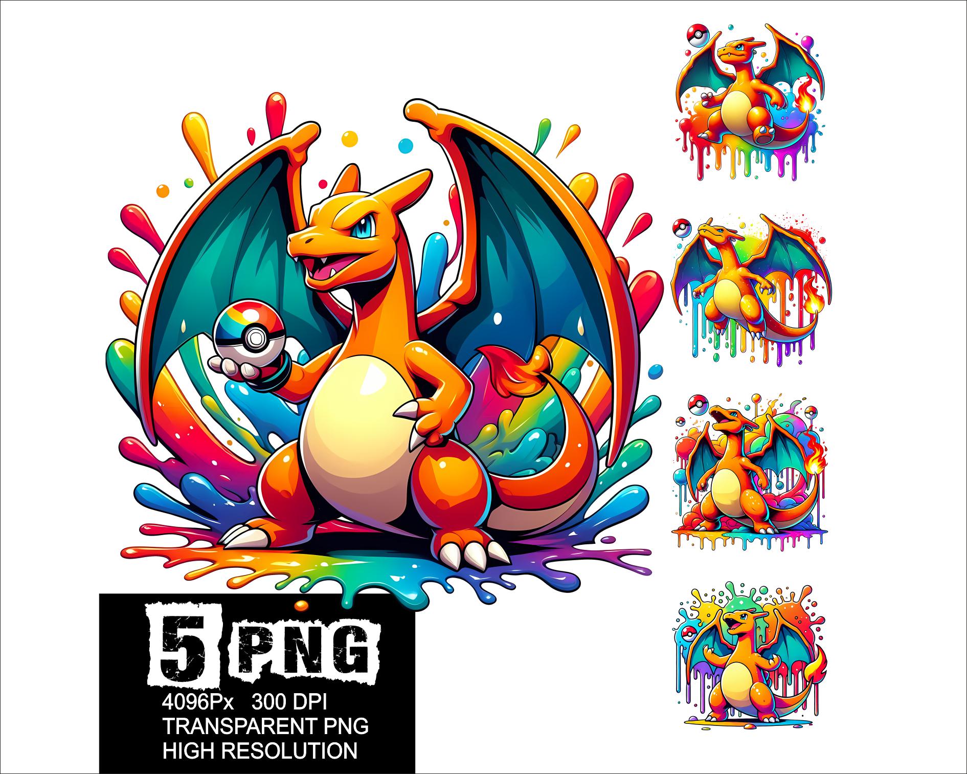 Poke Charizard Design 5 PNG Charizard Splash and Watercolor High ...