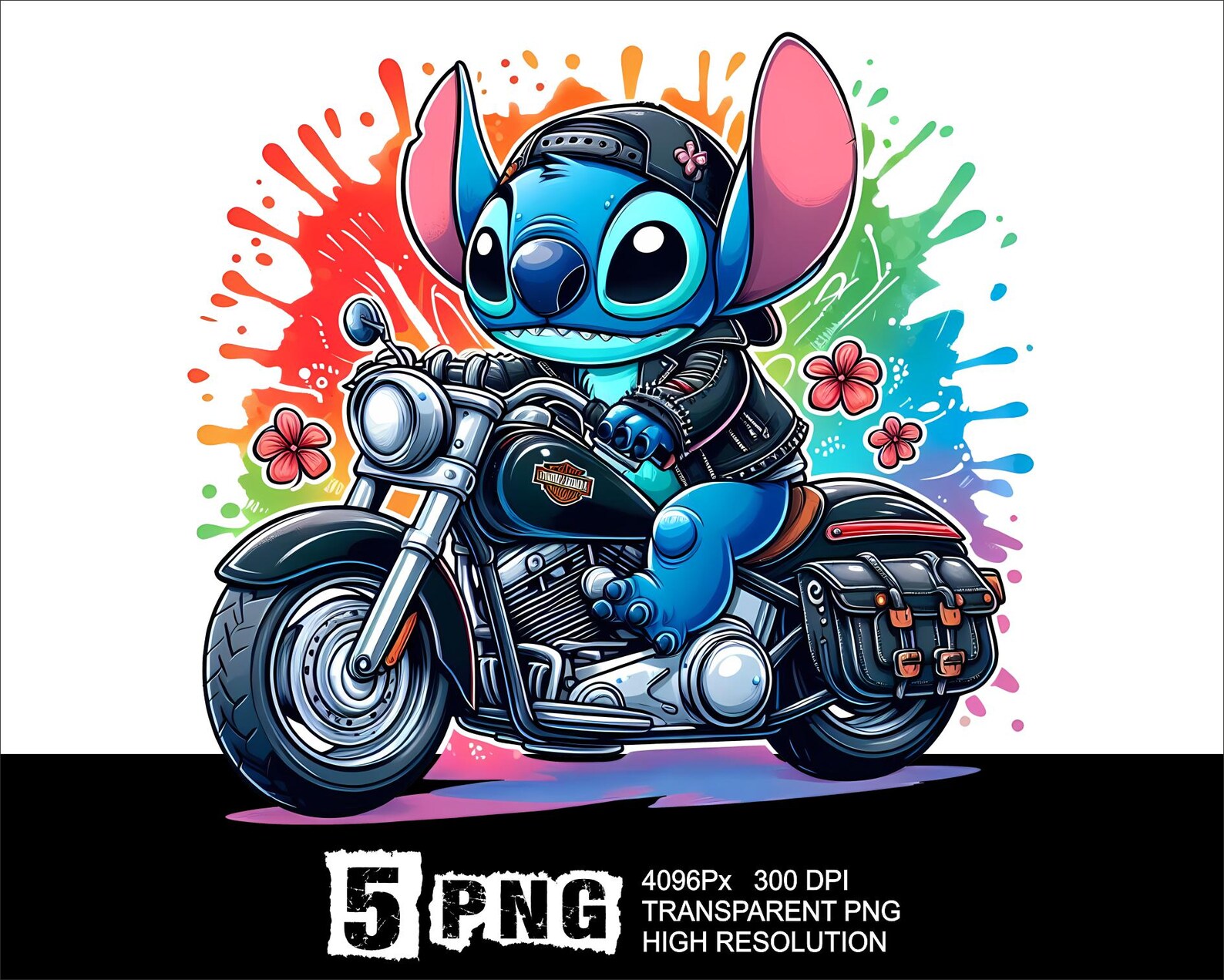 Stitch Harley Motorcycle Design 5 PNG Stitch Splash High Resolution Png ...