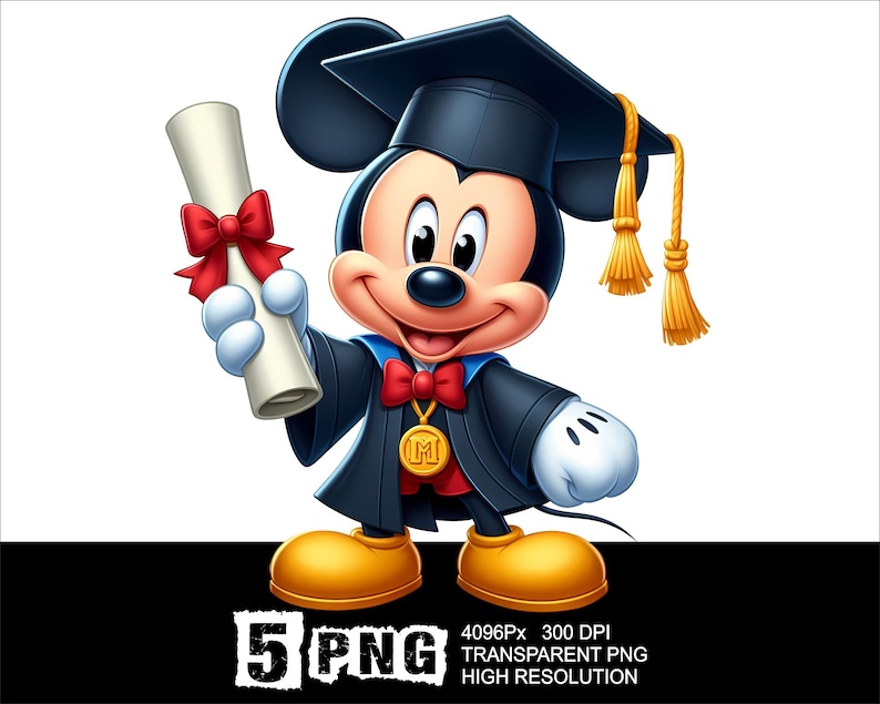 Mickey Graduation Design 5 PNG Mouse Graduation Clipart High Resolution ...