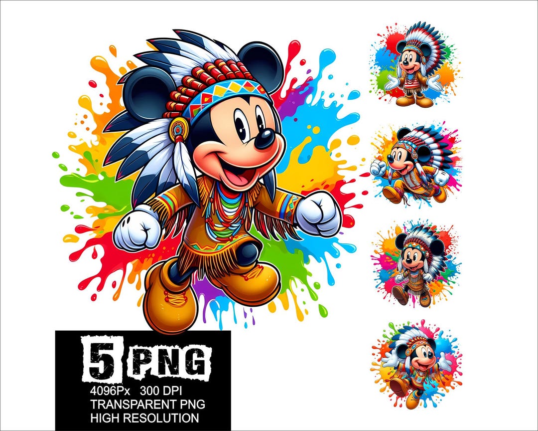 Mickey Native Indian Design 5 PNG Mickey Splash High Resolution Png ...