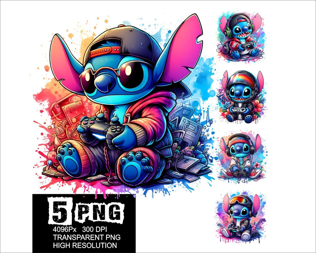 Soldier Stitch Gamer Design 5 PNG Stitch Watercolor Splash Design High ...