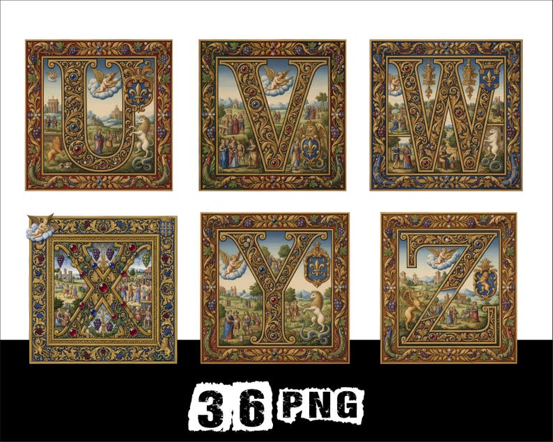 Illuminated Alphabet Png Illuminated Old Design Renaissance Letters Png ...