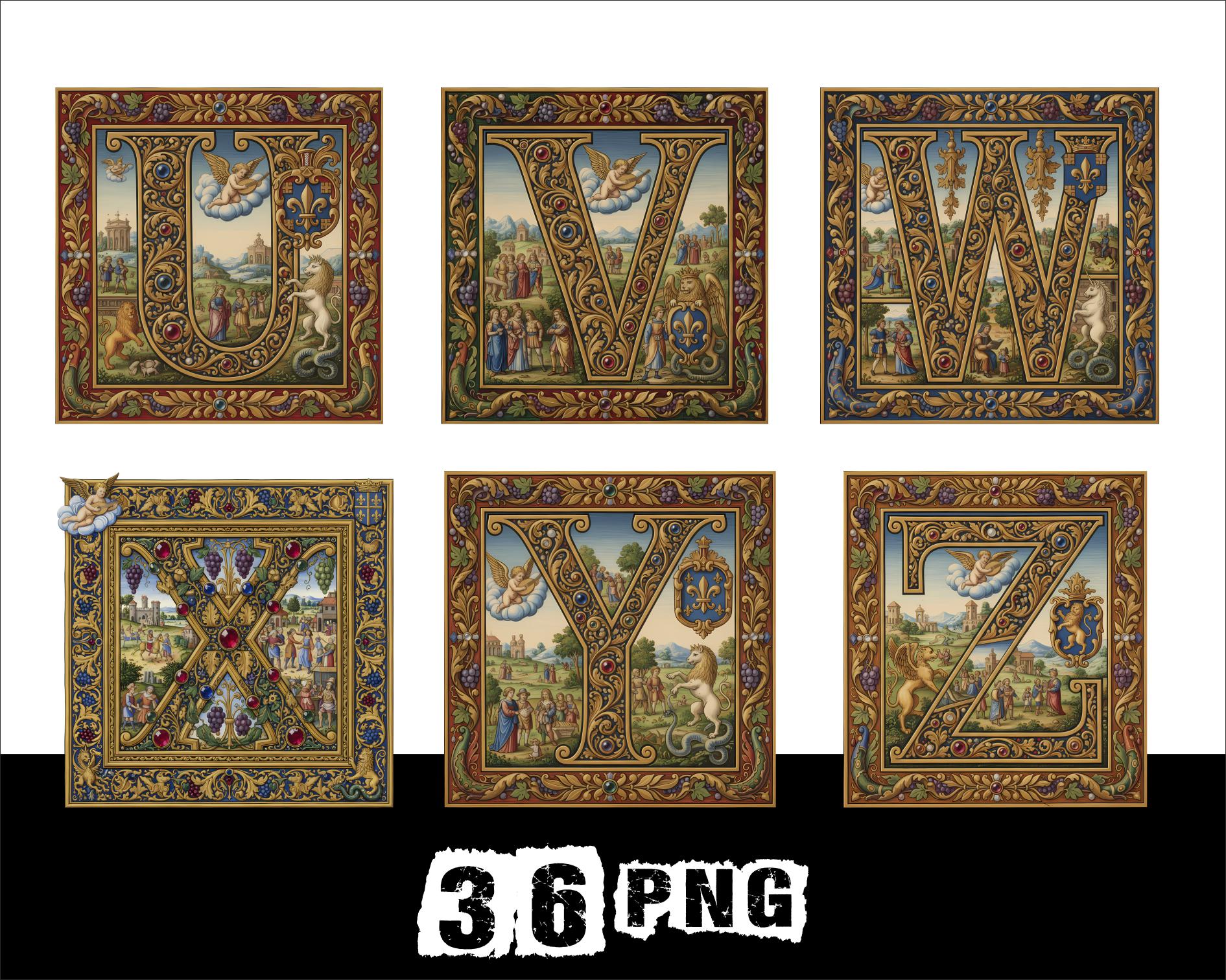 Illuminated Alphabet Png Illuminated Old Design Renaissance Letters Png ...