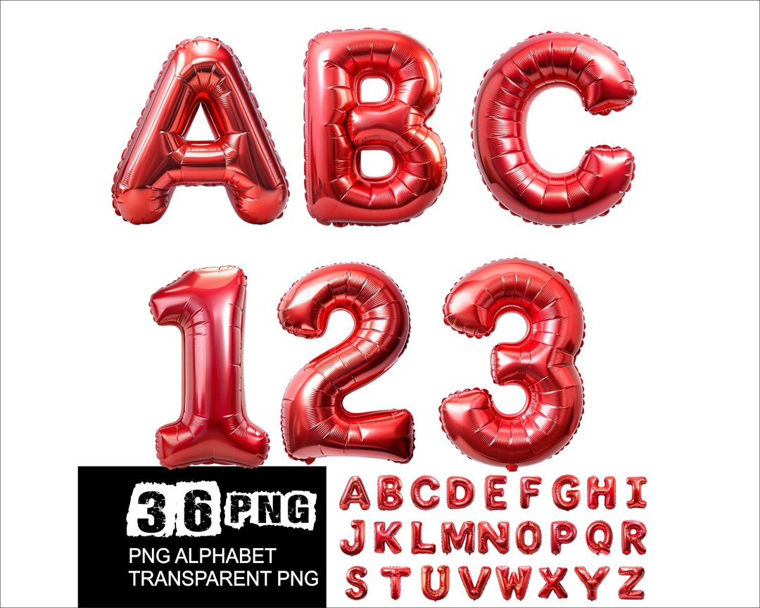 Red Balloon Alphabet PNG: Party Letters, Transparent Font (digital ...