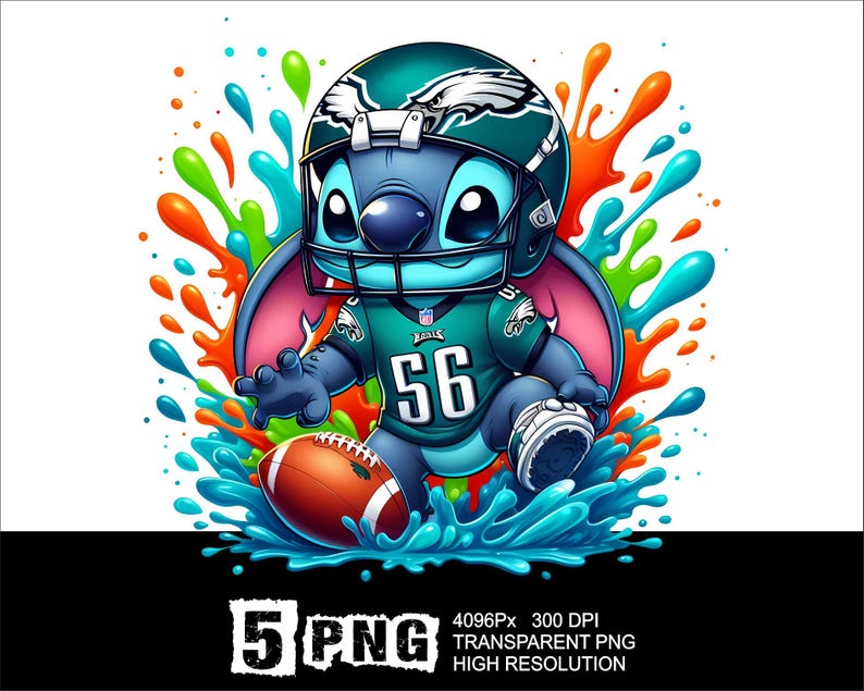 Stitch Football P-eagles 5 PNG Stitch Splash Design High Resolution Png ...
