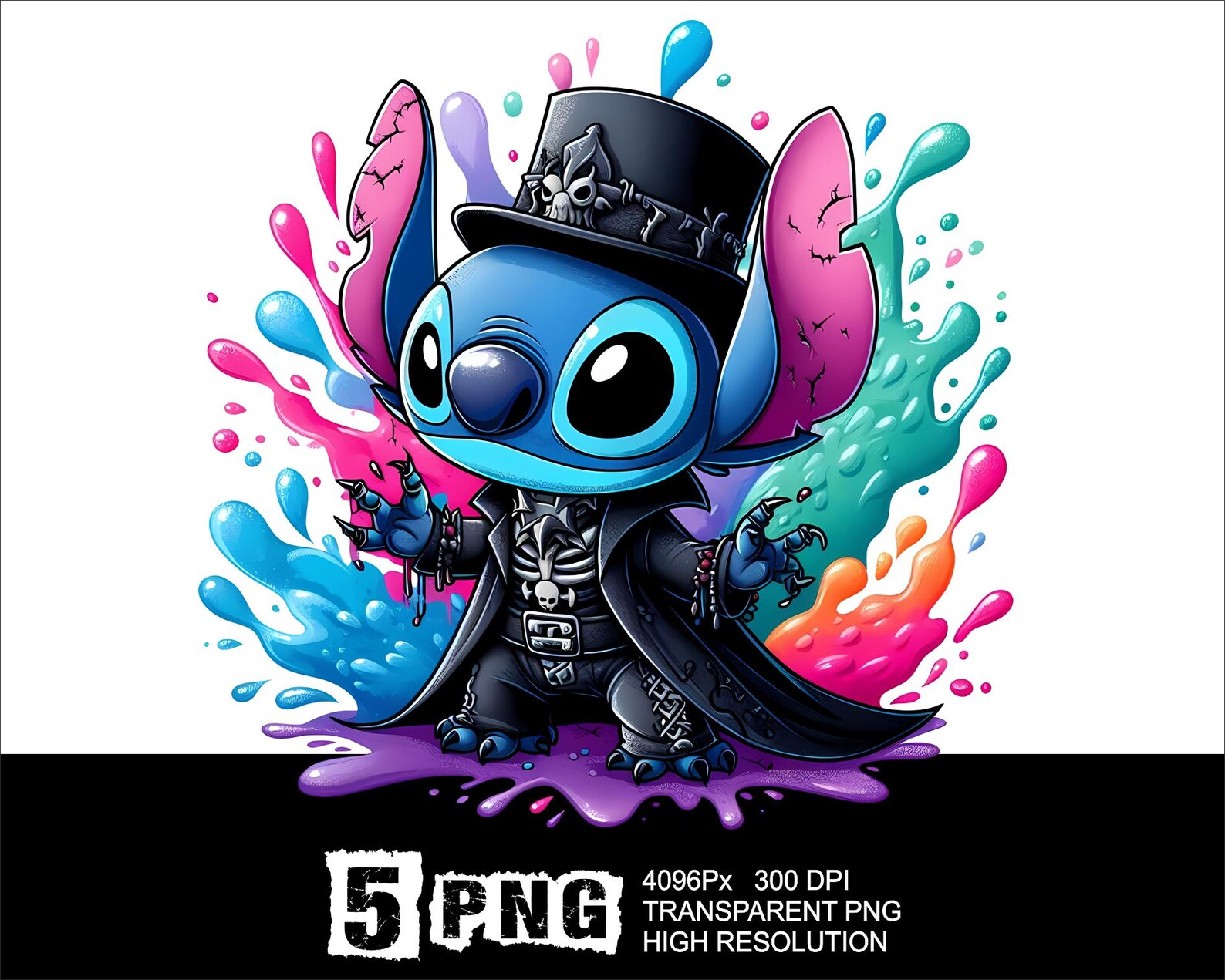 Stitch Gothic Design 5 PNG Dark Stitch Splash High Resolution Png ...