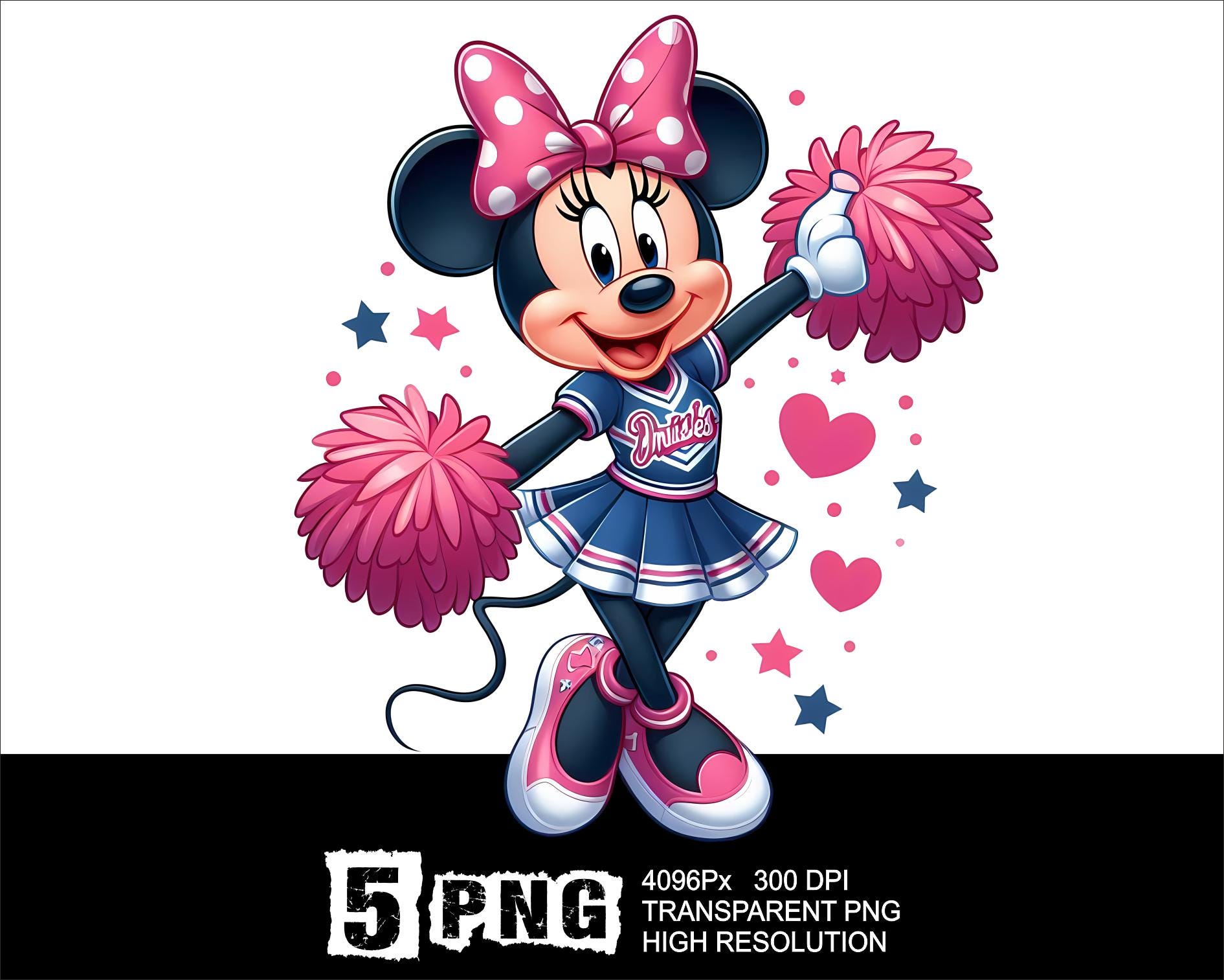 Minnie Cheer Girl Design 5 PNG Mouse Cheer Girl Clipart High Resolution ...