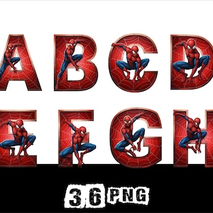 Cartoon Spider Alphabet Png Design Spider Hero Letters Png Font Party ...