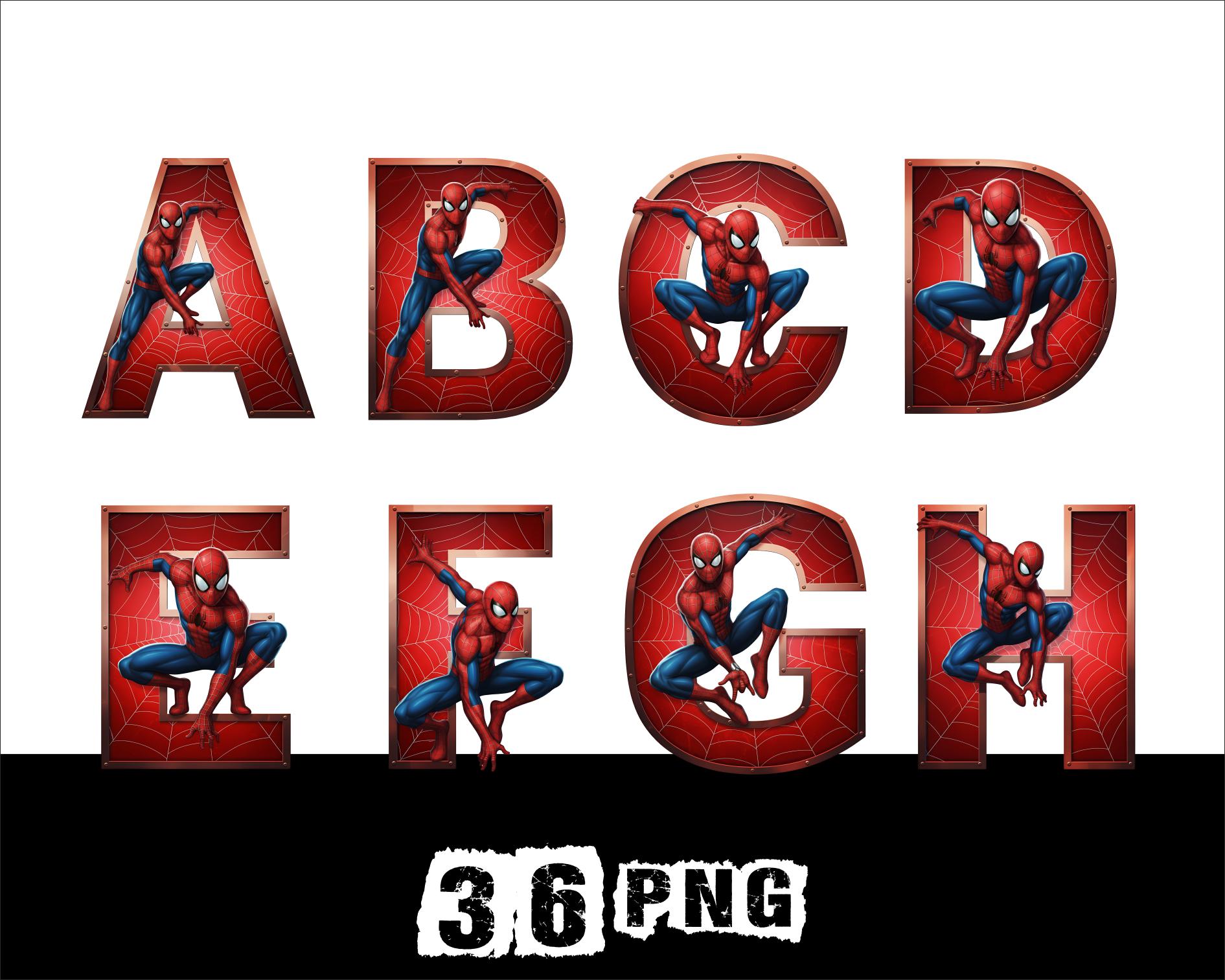 Cartoon Spider Alphabet Png Design Spider Hero Letters Png Font Party ...