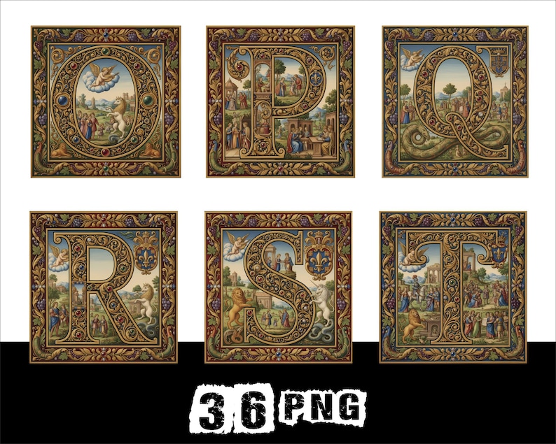 Illuminated Alphabet Png Illuminated Old Design Renaissance Letters Png ...