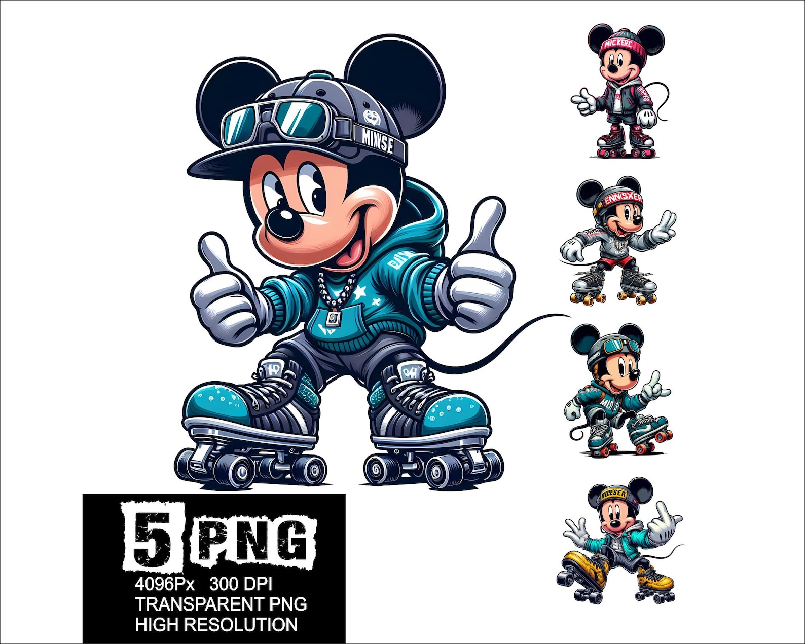 Mickey Skate Roller Design 5 PNG Mickey Clipart High Resolution Png ...