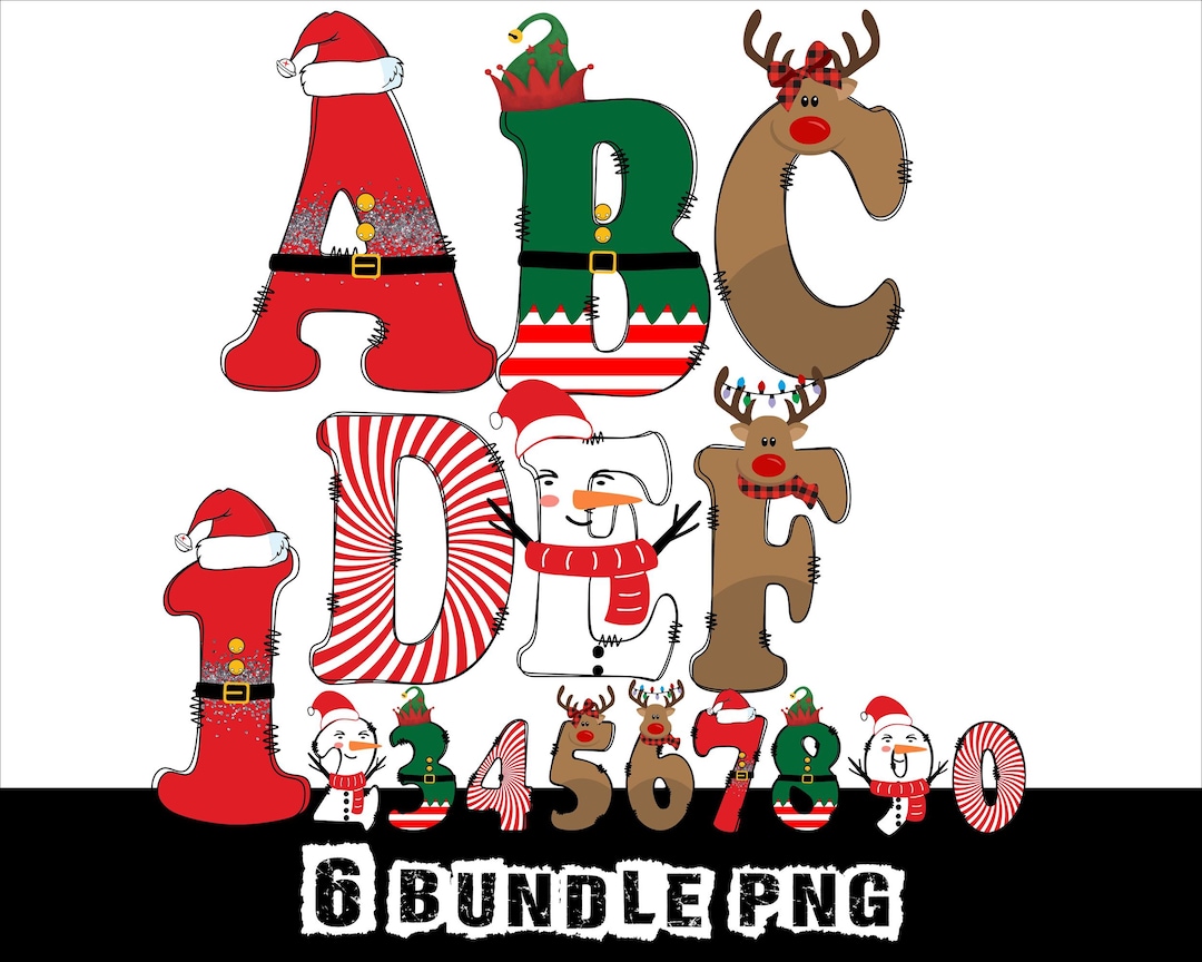 Christmas Alphabet PNG Christmas Letters Numbers Santa Alphabet PNG ...
