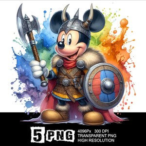 Viking Mickey Design 5 PNG Mickey Viking Watercolor and Splash High ...