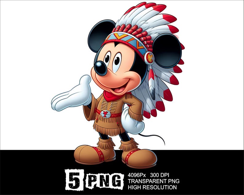 Mickey Native Indian Design 5 PNG Mickey Clipart High Resolution Png ...