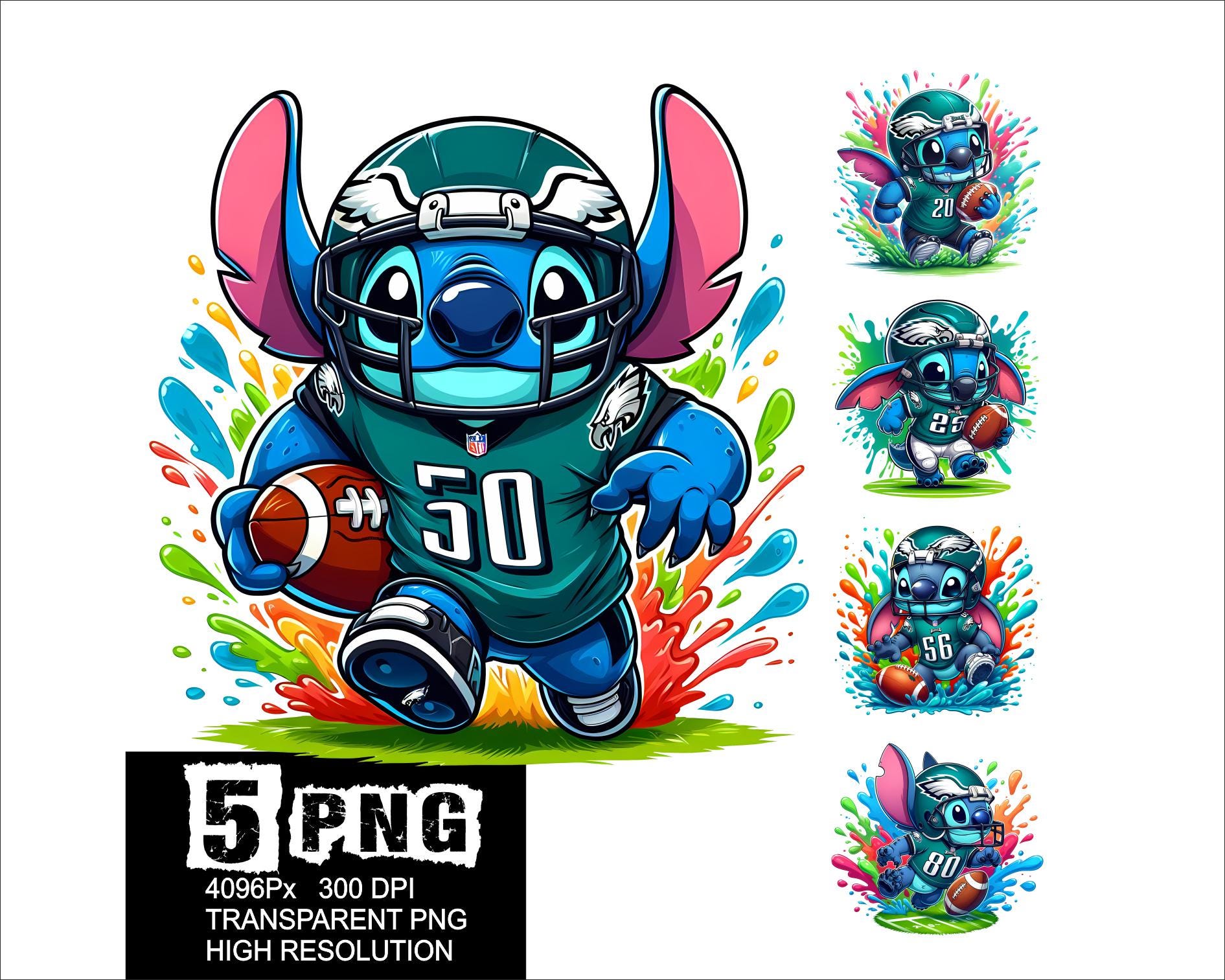 Stitch Football P-eagles 5 PNG Stitch Splash Design High Resolution Png ...