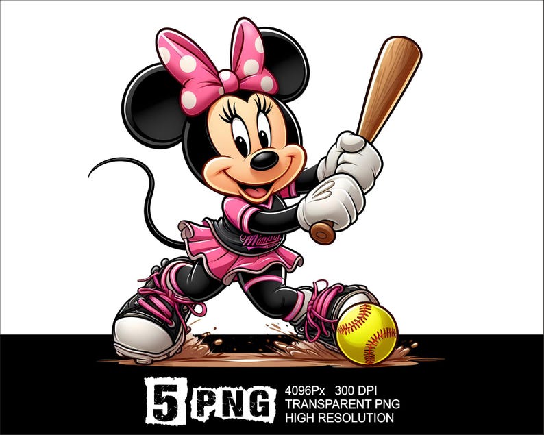 Minnie Softball Girl Design 5 PNG Minnie Clipart High Resolution Png ...