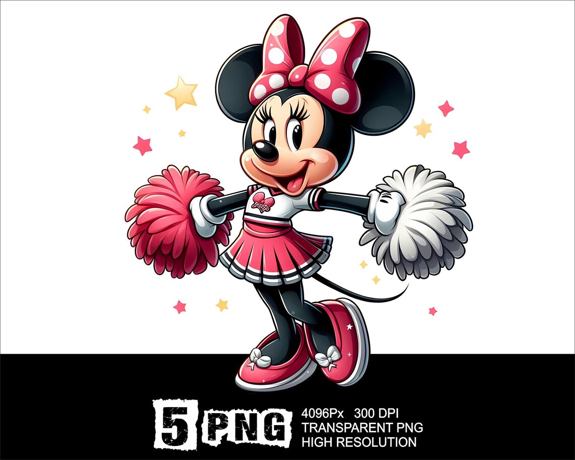 Minnie Cheer Girl Design 5 PNG Mouse Cheer Girl Clipart High Resolution ...