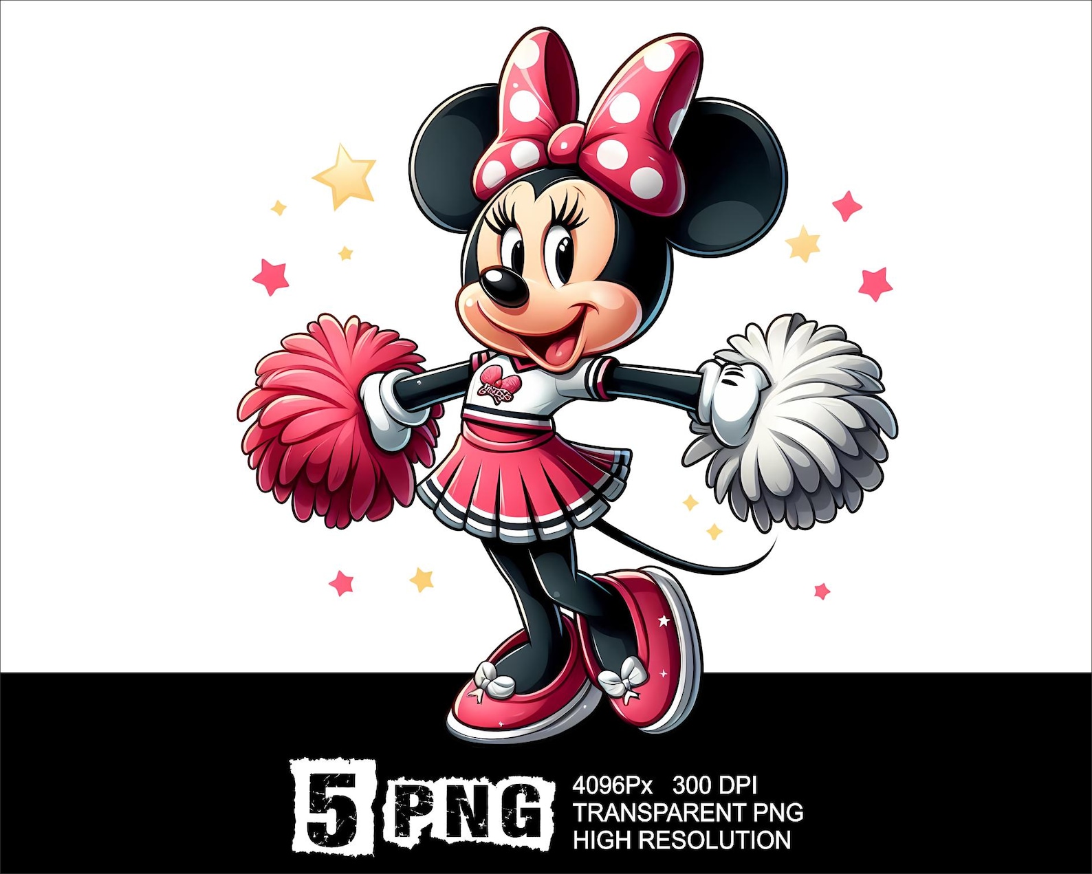 Minnie Cheer Girl Design 5 PNG Mouse Cheer Girl Clipart High Resolution ...