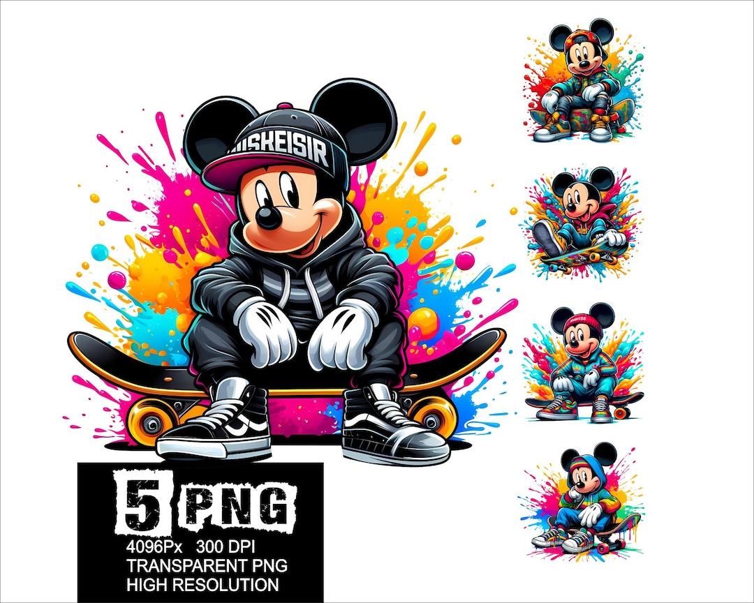 Mickey Skateboard Design 5 PNG Mickey Splash High Resolution Png Design ...