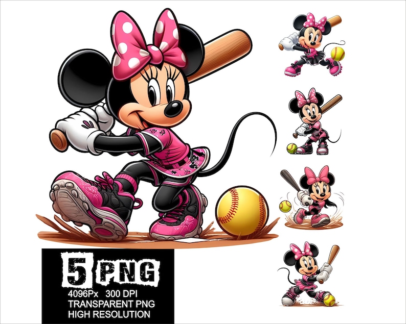 Minnie Softball Girl Design 5 PNG Minnie Clipart High Resolution Png ...