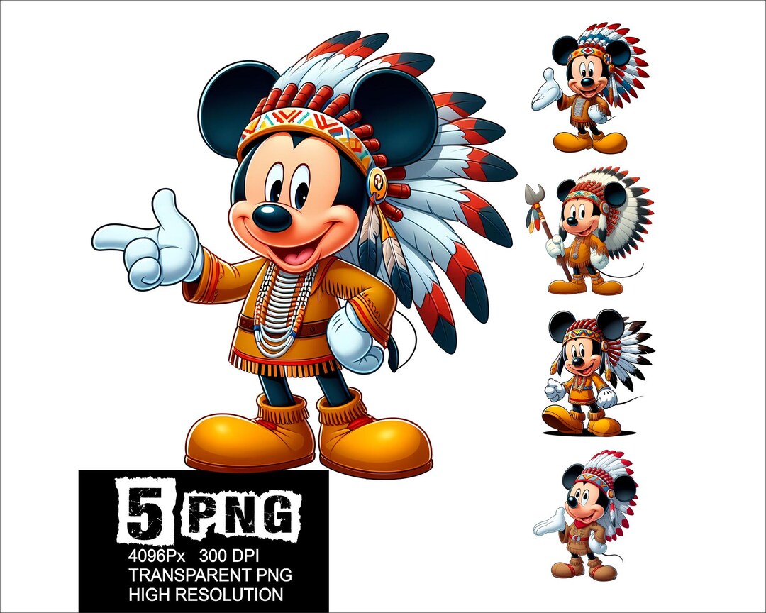 Mickey Native Indian Design 5 PNG Mickey Clipart High Resolution Png ...