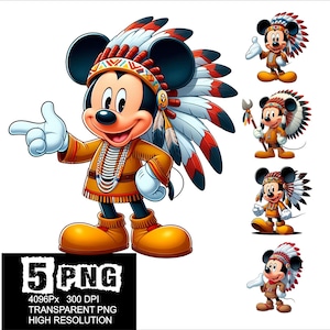 Mickey Native Indian Design 5 PNG Mickey Clipart High Resolution Png ...