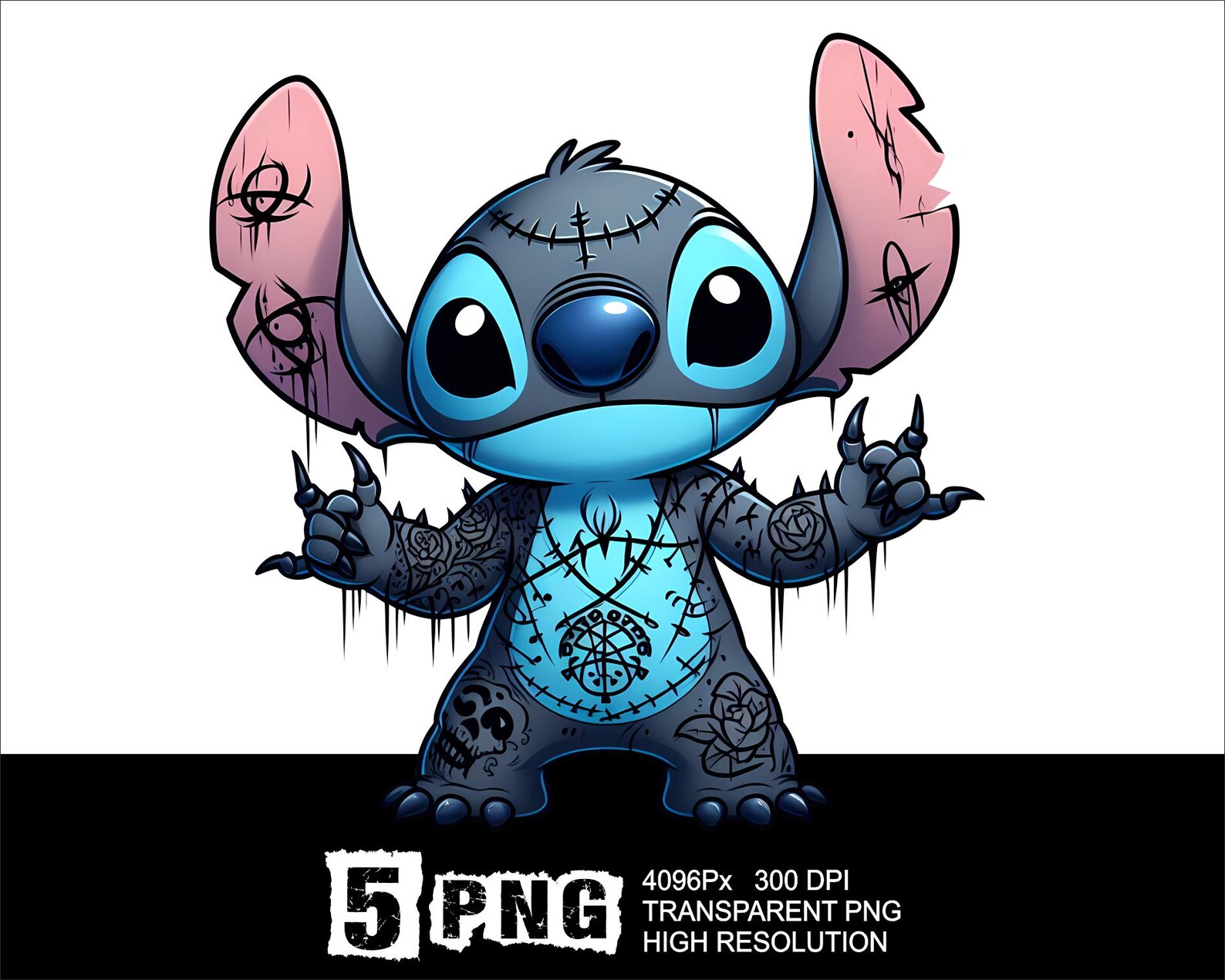 Stitch Tattoo Gothic Design 5 PNG Stitch Clipart High Resolution Png ...