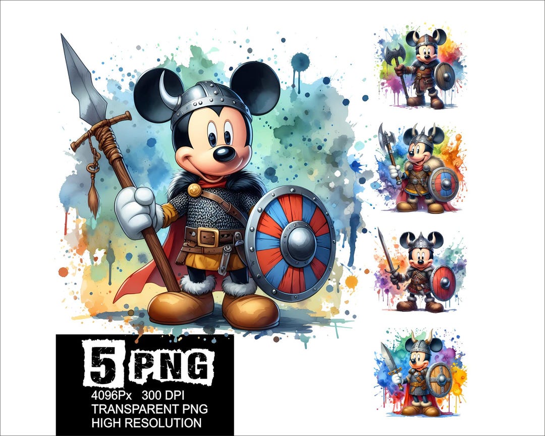 Viking Mickey Design 5 PNG Mickey Viking Watercolor and Splash High ...