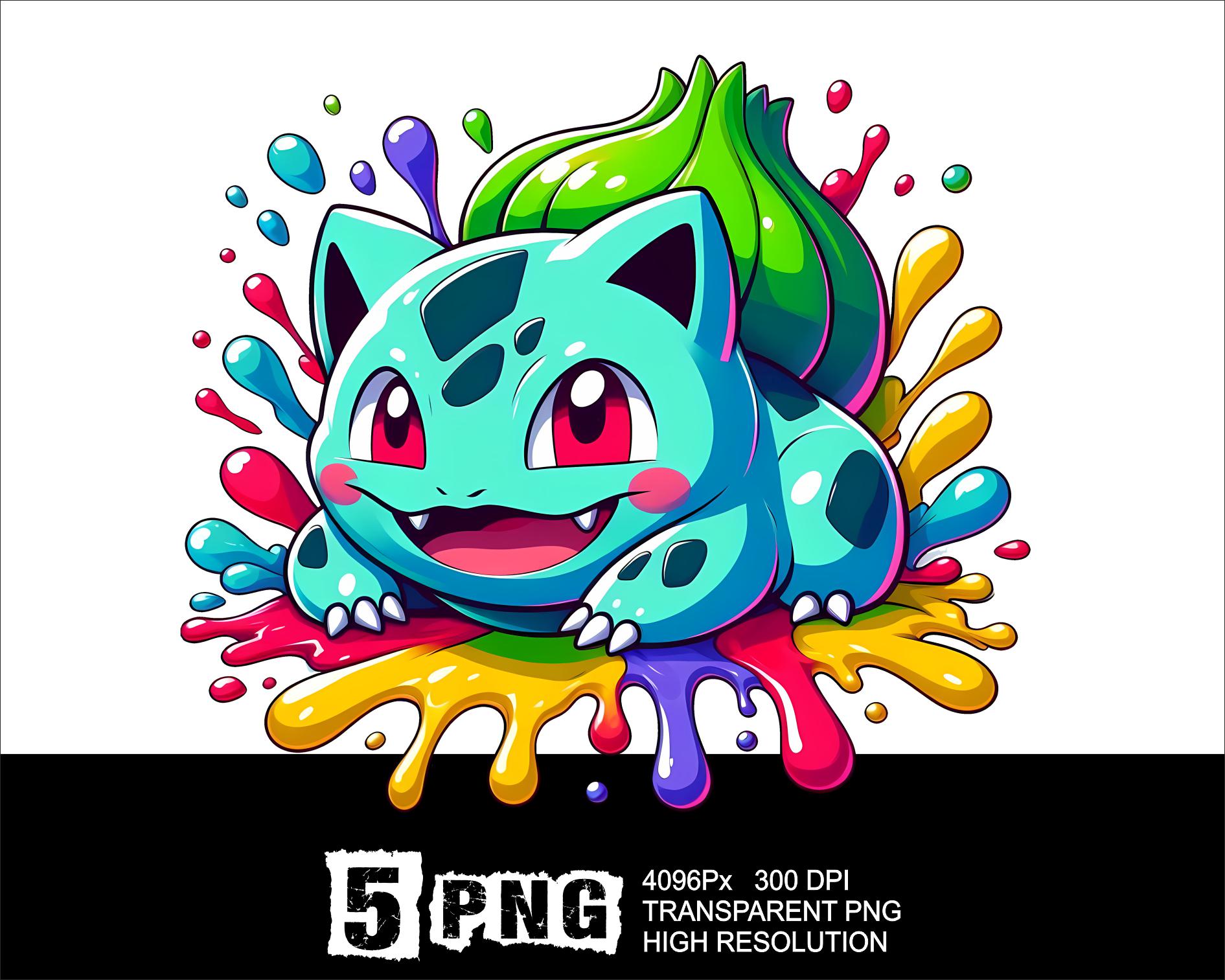 Poke Bulbasaur Design 5 PNG Bulbasaur Splash and Watercolor High ...