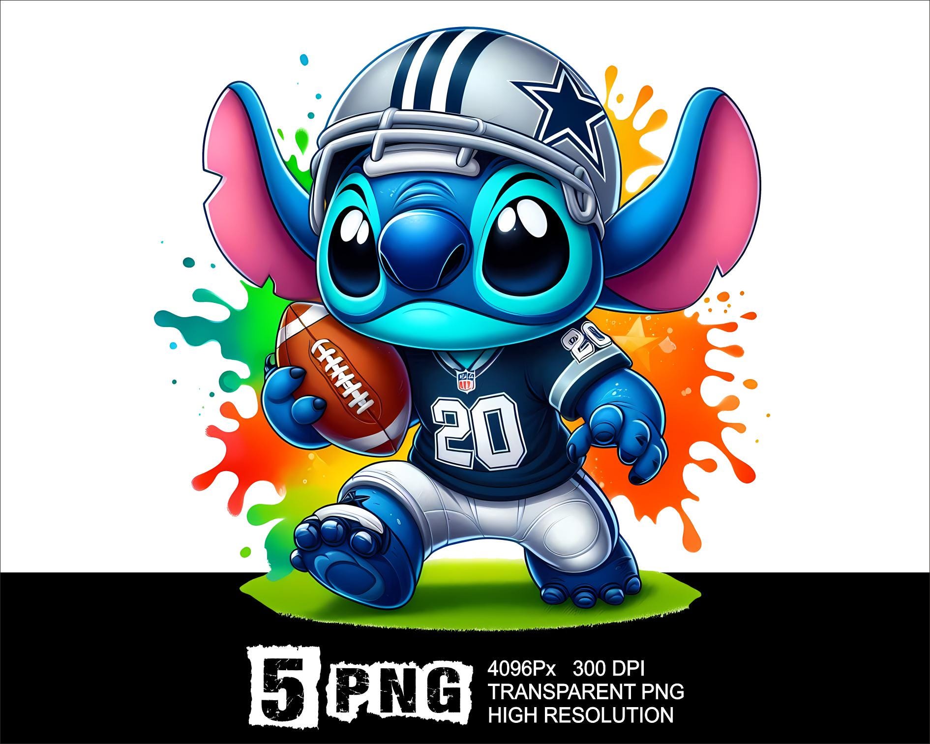 Stitch Football Cowboy 5 PNG Stitch Splash Design High Resolution Png ...