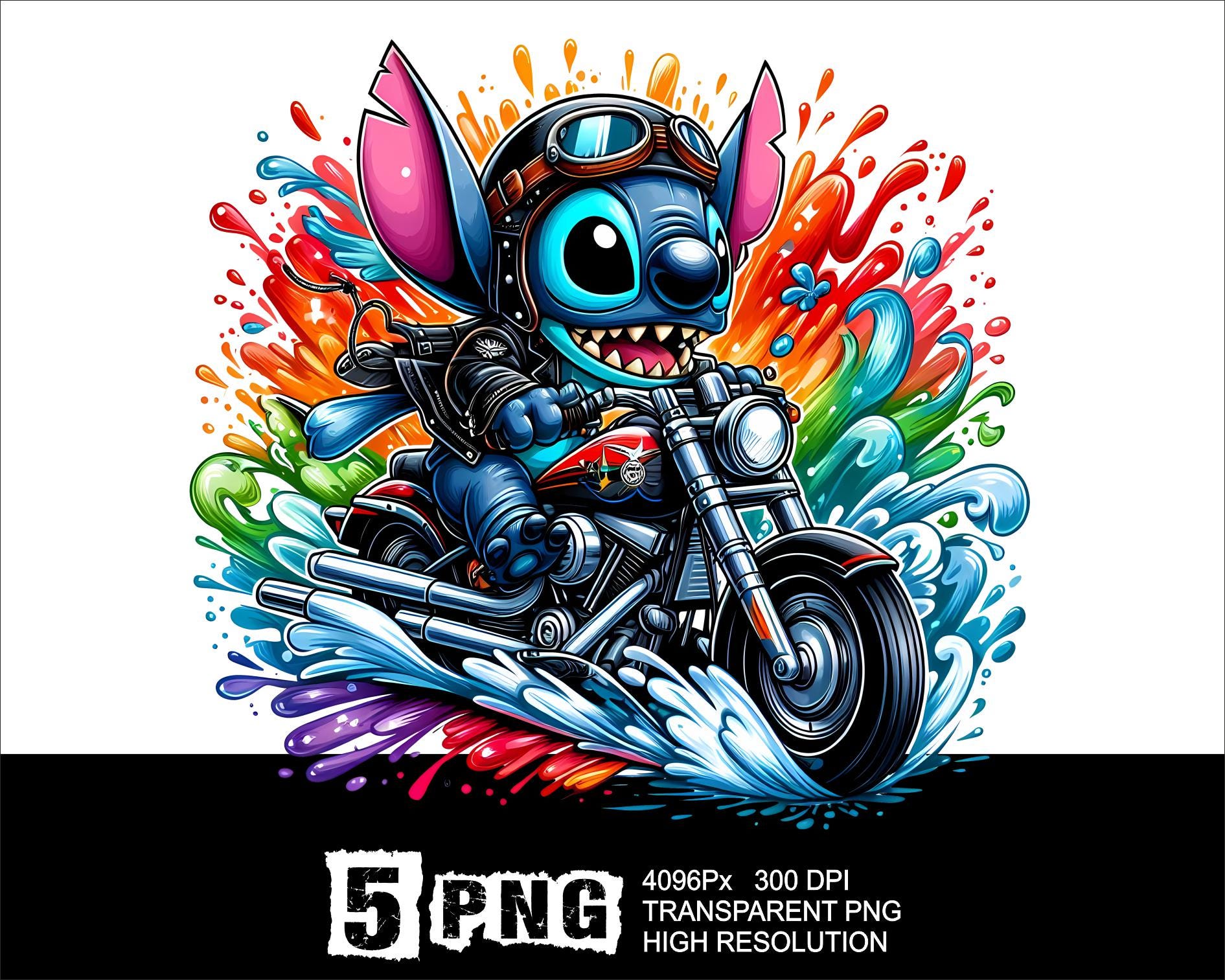 Stitch Harley Motorcycle Design 5 PNG Stitch Splash High Resolution Png ...