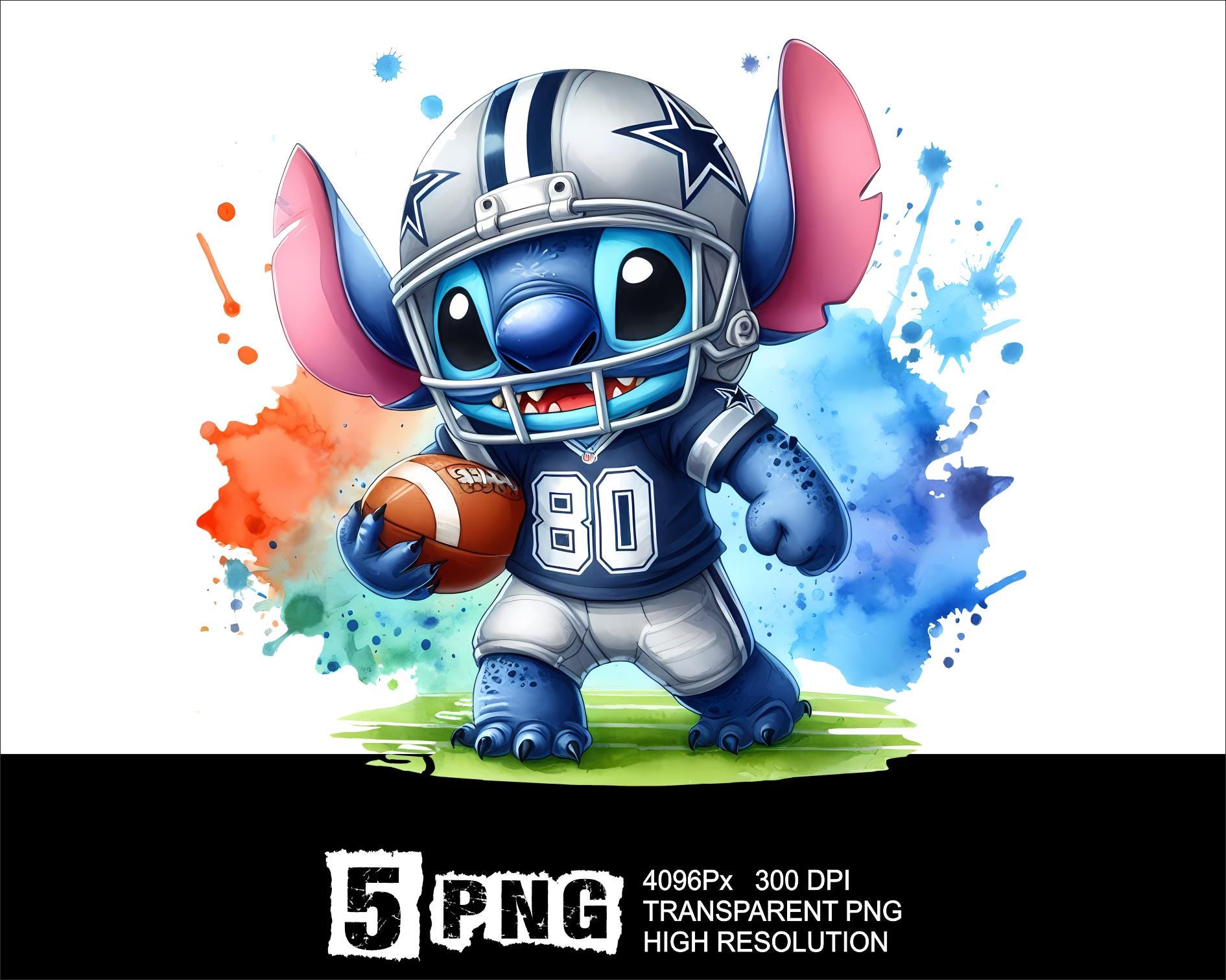 Stitch Football Cowboy 5 PNG Stitch Splash Design High Resolution Png ...