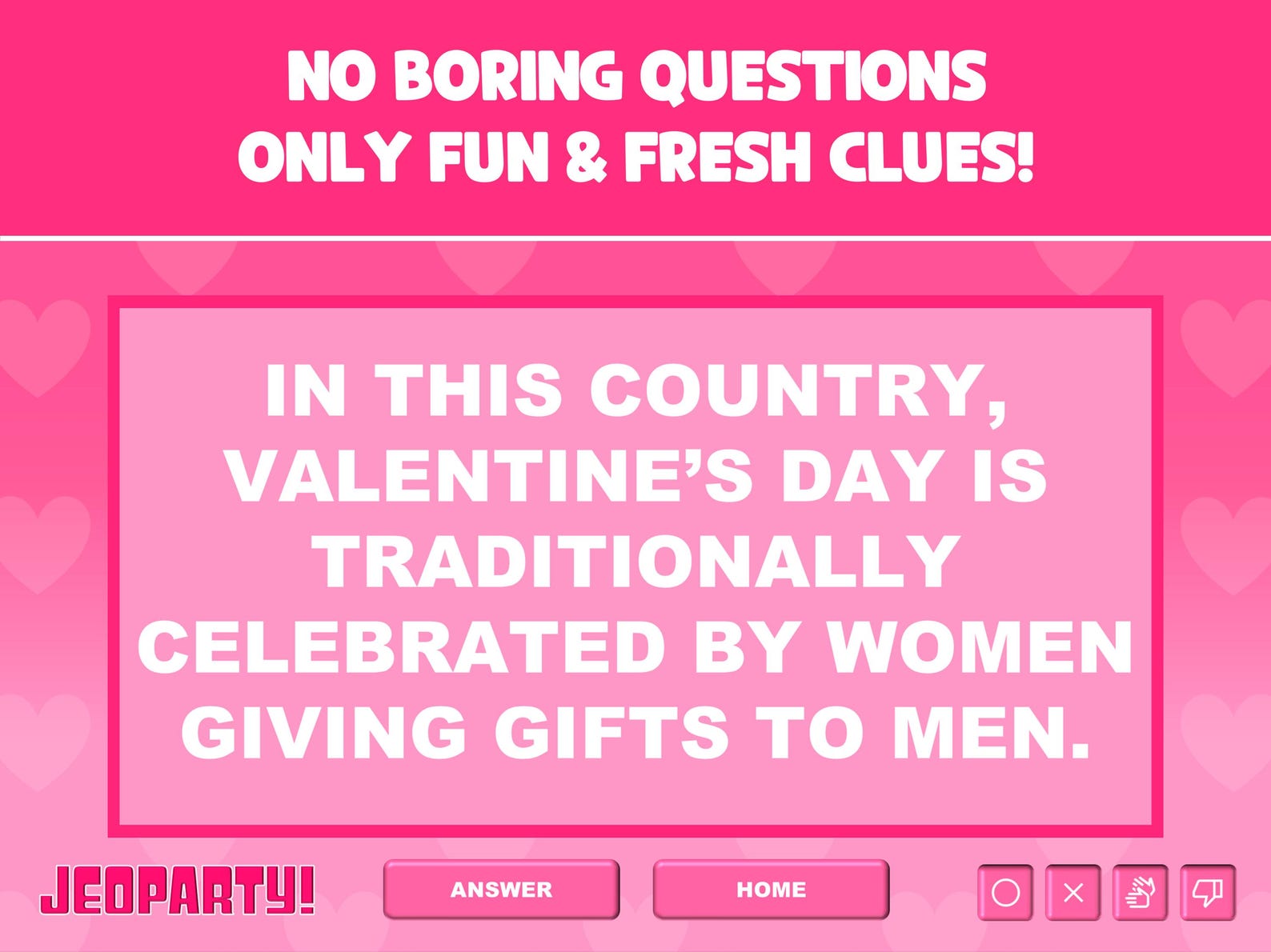 Powerpoint Valentine's Day Jeoparty Quizgame, Virtual Party for Couple ...