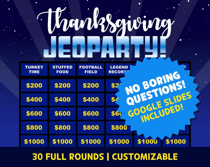 Thanksgiving Jeoparty W/ Working Scoreboard / Interactive / Digital ...