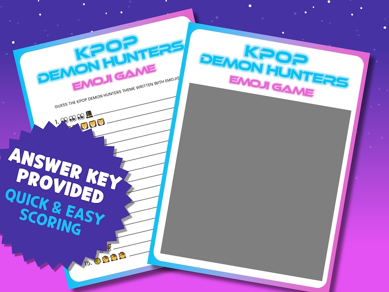 Emoji Game Kpop Demon Hunters Printable Party Games - Birthday ...