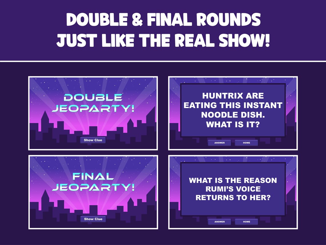 Editable Kpop Demon Hunters Jeopardy Game, Party Bundle for Birthday ...