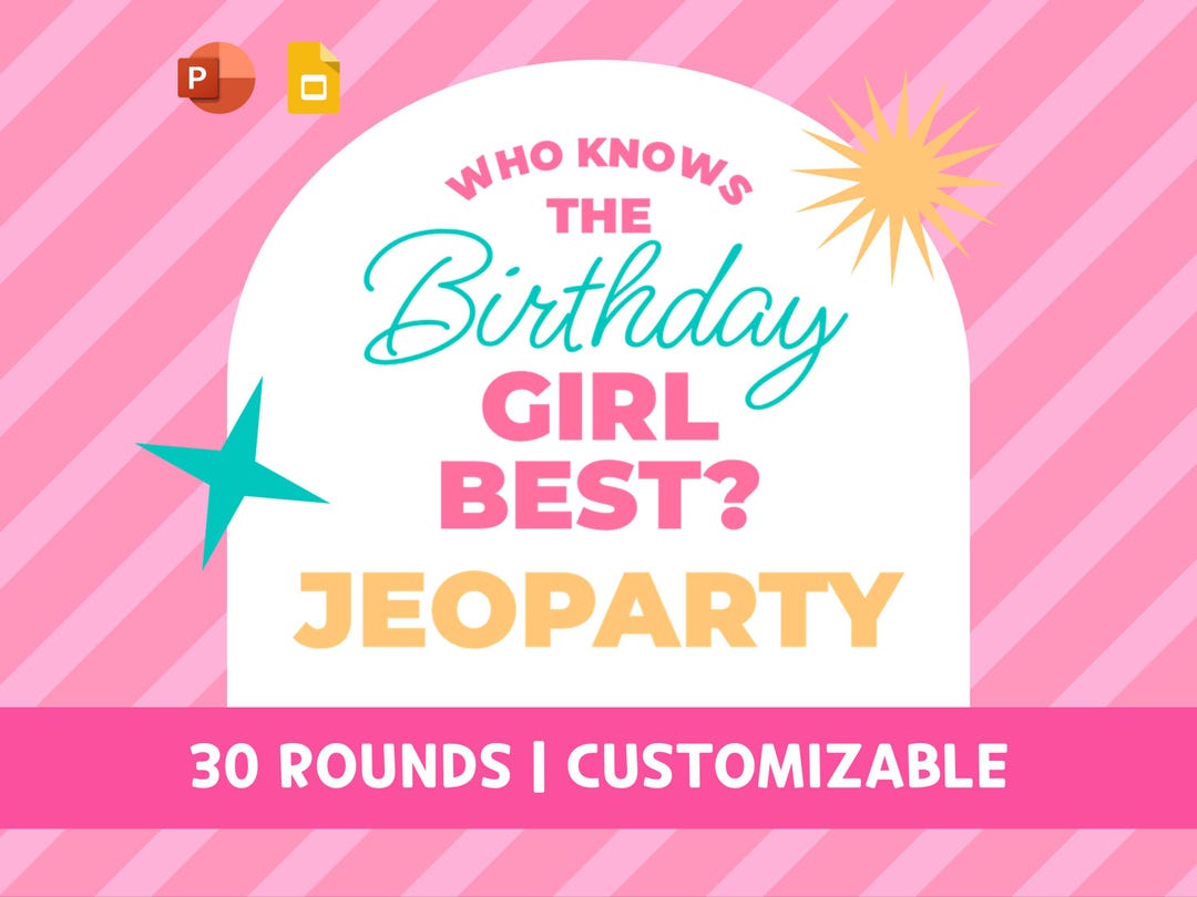 Editable Birthday Jeopardy Game - Who Knows the Bday Girl Best - Fun ...