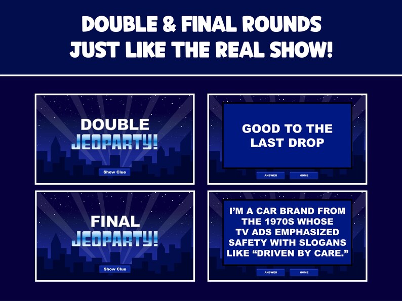 Editable TV Commercial Trivia Jeopardy Game, Family Night Office Party ...