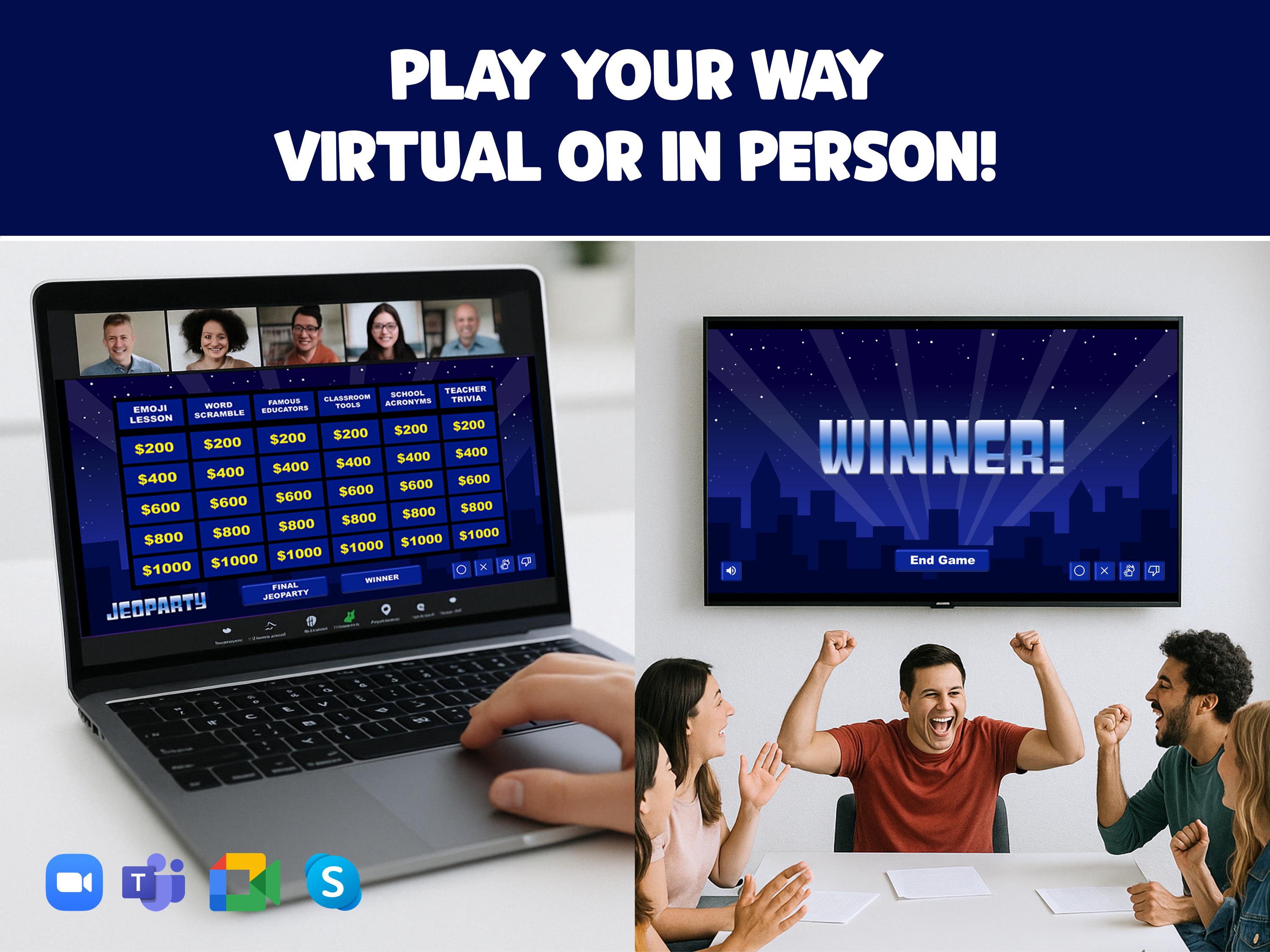 Editable Teacher Jeopardy Game - Teacher Appreciation Trivia, Fun End ...