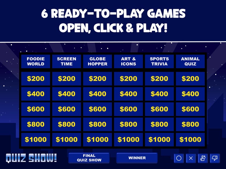 Customizable Jeopardy Powerpoint Game | Virtual Party Game | Trivia ...
