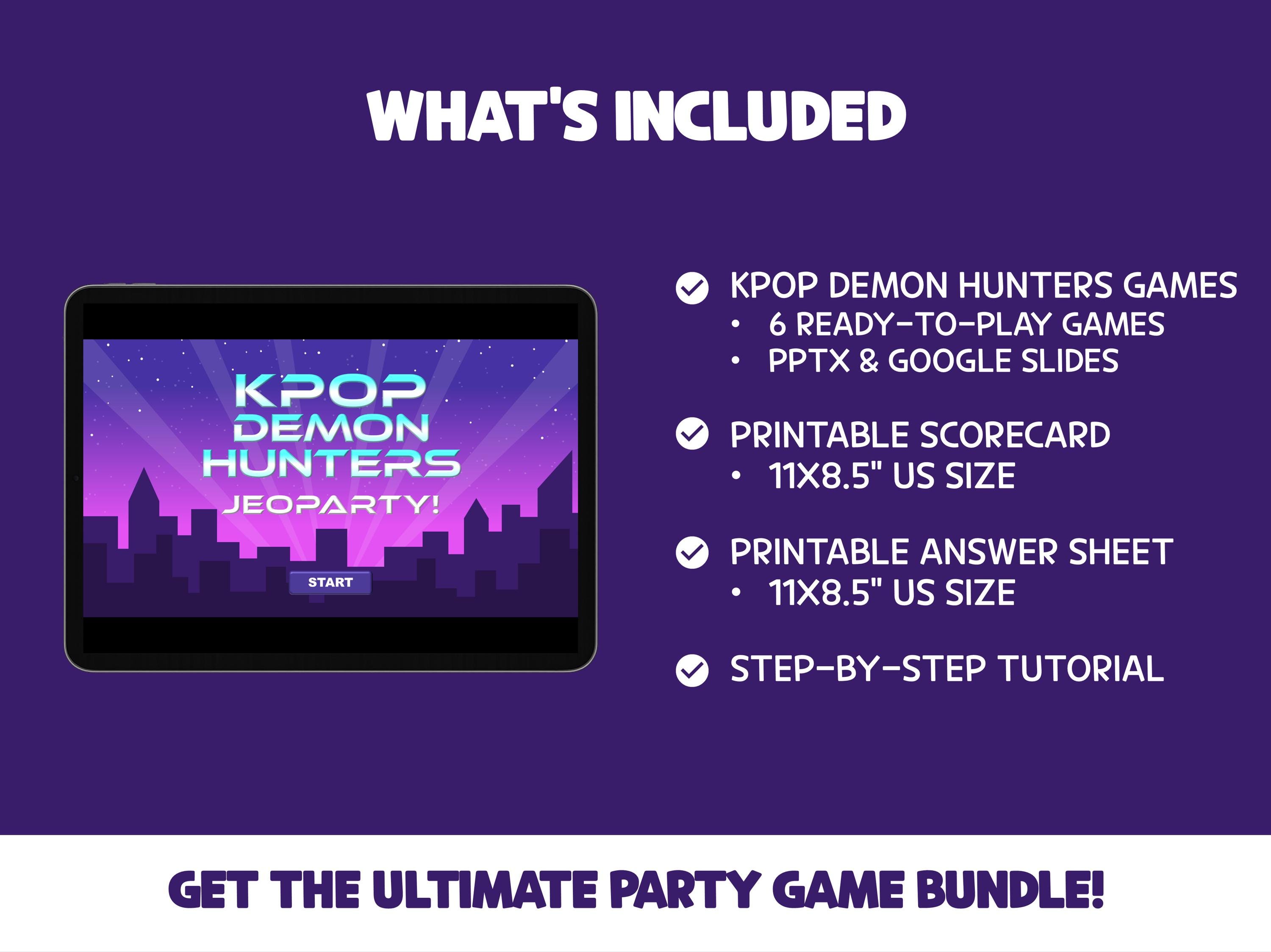 Editable Kpop Demon Hunters Jeopardy Game, Party Bundle for Birthday ...
